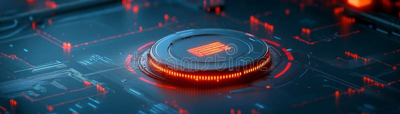 Illuminated Cpu Red Light Signals Active Processing in Computer ...