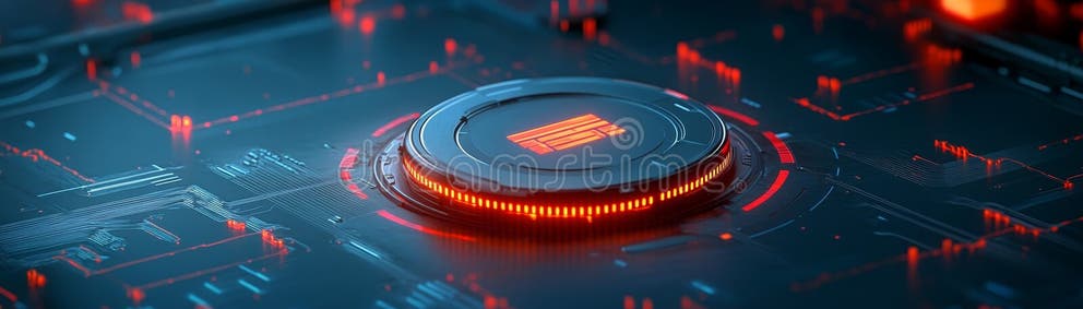 Illuminated Cpu Red Light Signals Active Processing in Computer ...