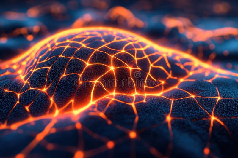 Intricate Patterns of Glowing Lava Formations on a Volcanic Landscape ...