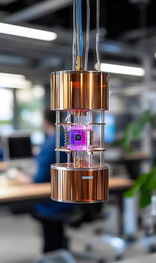 Illuminated Cryogenic Quantum Device in a Research Setup Stock Image ...