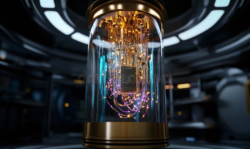 Illuminated Cryogenic Quantum System in a Research Setup Stock Image - Image of futuristic ...