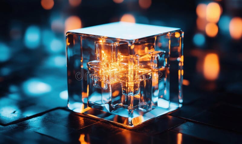 Luminous Crystal Cube Glowing Vibrant Colors Stock Photos - Free ...