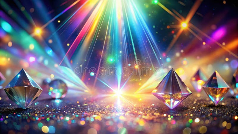 Illuminated Crystal Facets Gleaming on Sparkling Surface with Vibrant ...