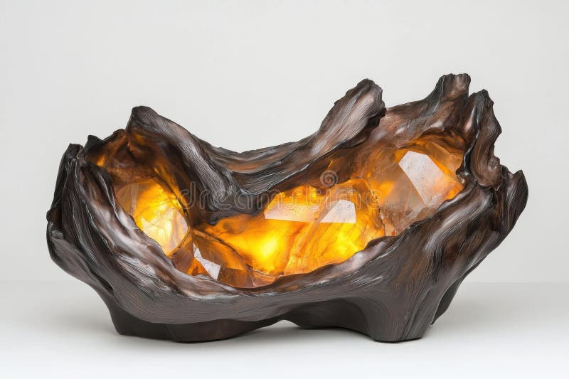 Illuminated Crystal Rock Formation Stock Illustration - Illustration of ...