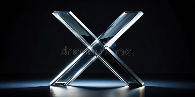 Illuminated Crystal X a Symbol of Intersection and Choice. Generative ...