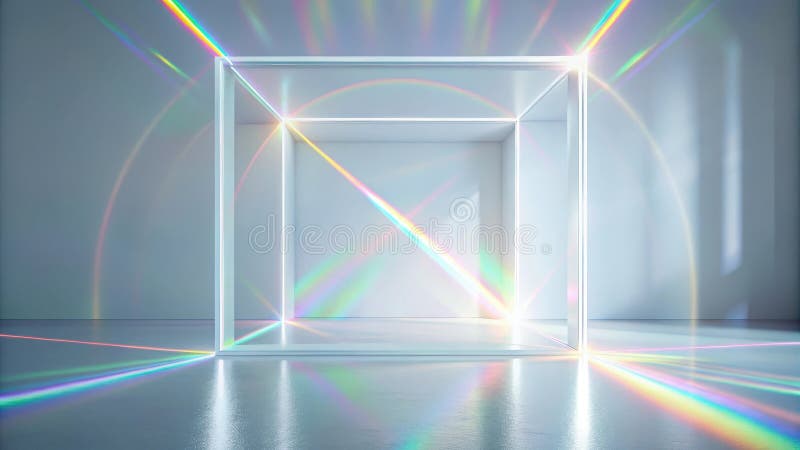 Illuminated Cube a Pristine White Cubic Structure within a Minimalist ...