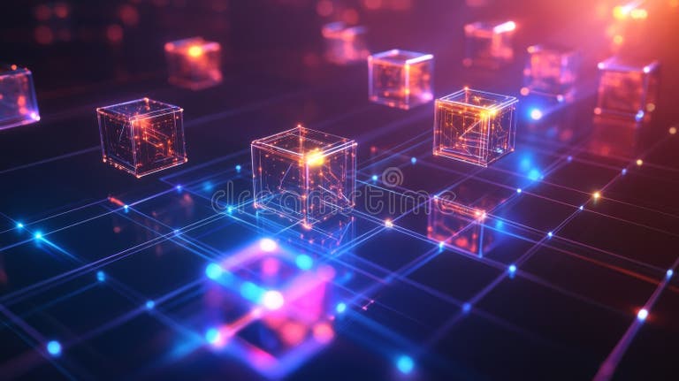 Illuminated Cubes Connected within a Network System Stock Photo - Image ...