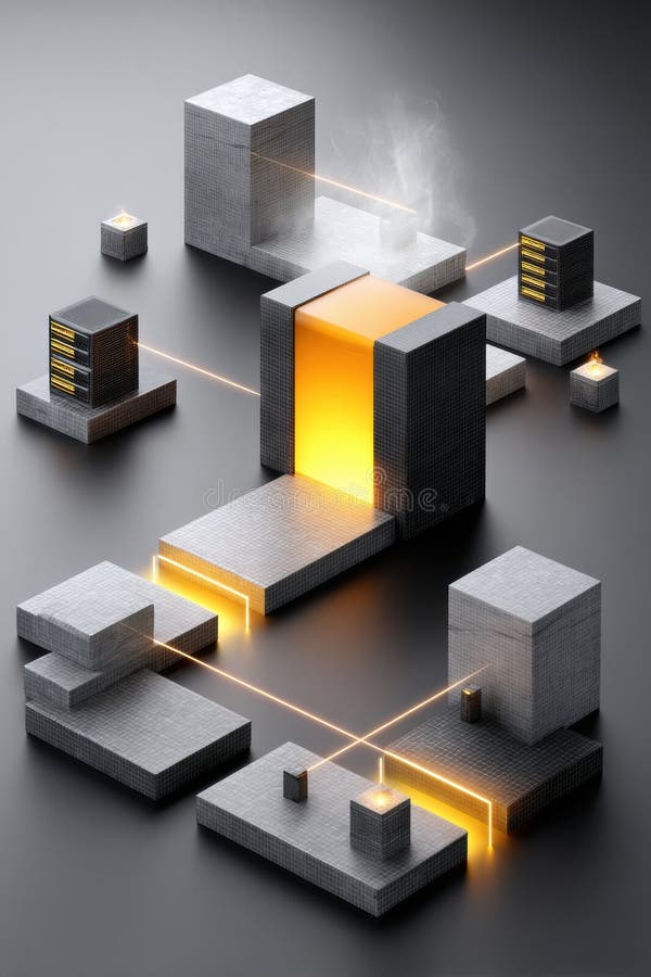 Illuminated Cybersecurity Cubes Symbolizing Digital Protection and ...