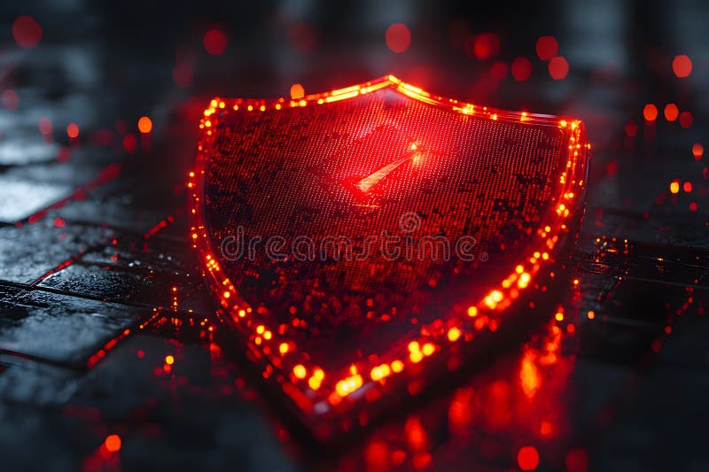 Illuminated Cybersecurity Shield on a Dark Digital Background for Tech ...