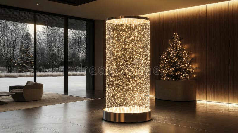 Illuminated Cylinder Festive Winter Interior Design Stock Illustration ...