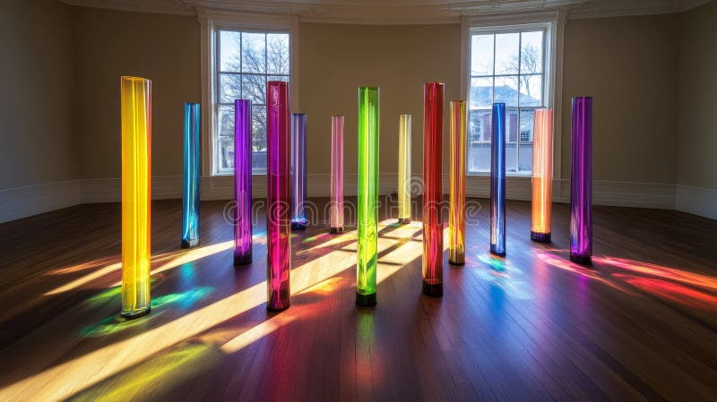 An Illuminated Cylindrical Item Reflects a Spectrum of Colors Stock ...