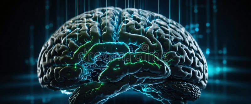 Illuminated 3d human brain stock illustration. Illustration of ...