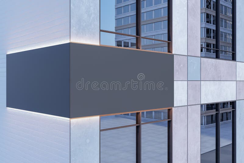 Illuminated Dark Banner with Mock Up Place for Advertisement on Modern ...