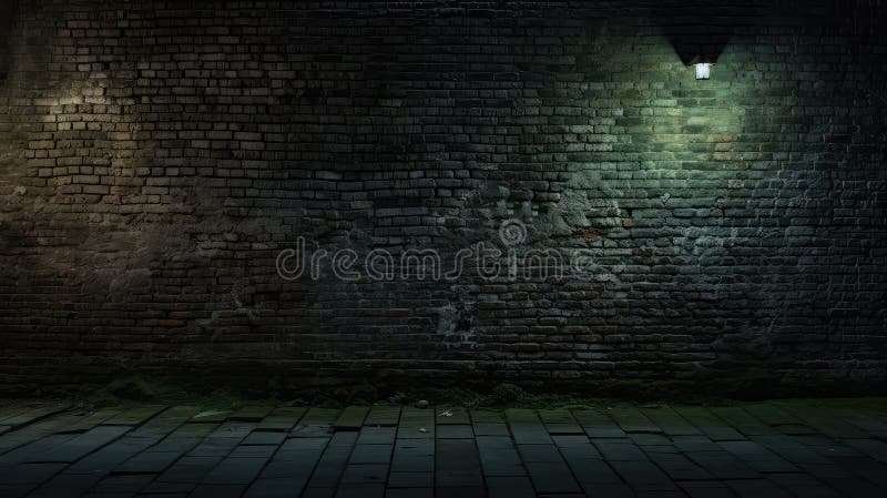 Illuminated dark brickwall stock illustration. Illustration of ...