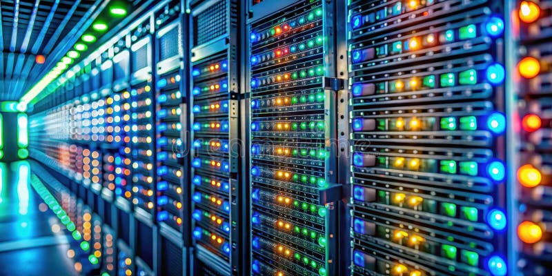 Illuminated Data Center Server Racks a Glimpse into the Heart of Modern ...