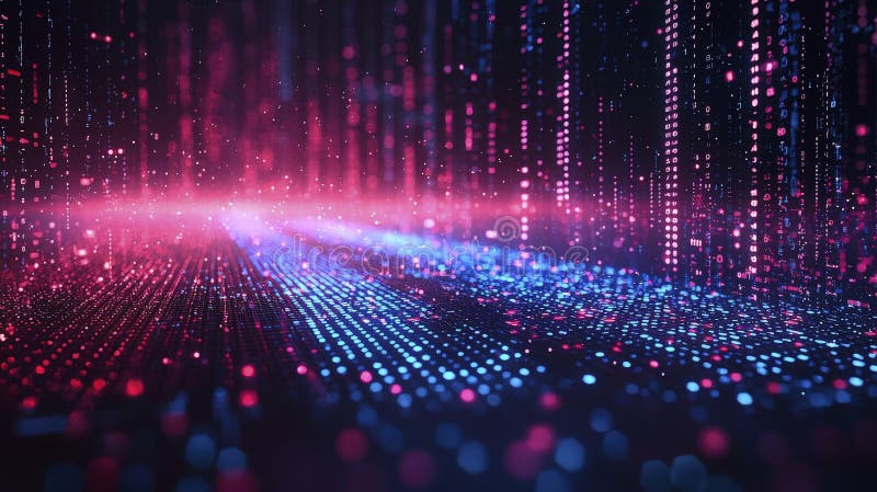 Illuminated Data Patterns in a Digital Universe Stock Illustration ...