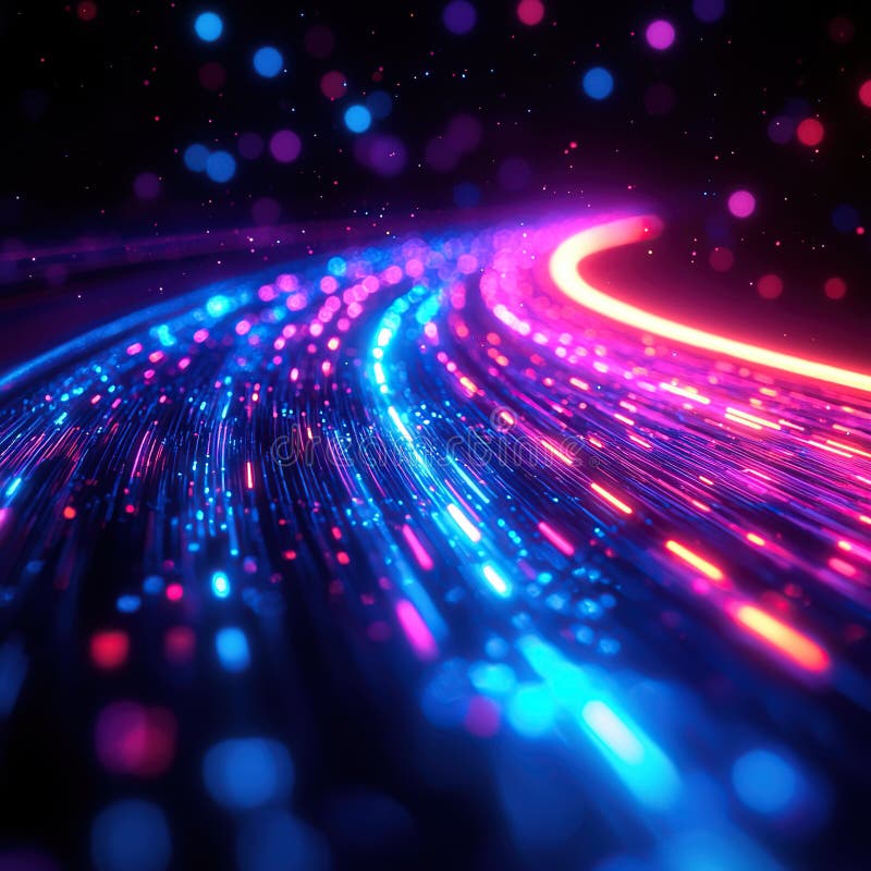 Cascading Streams of Glowing Blue and Pink Light Converge in an ...