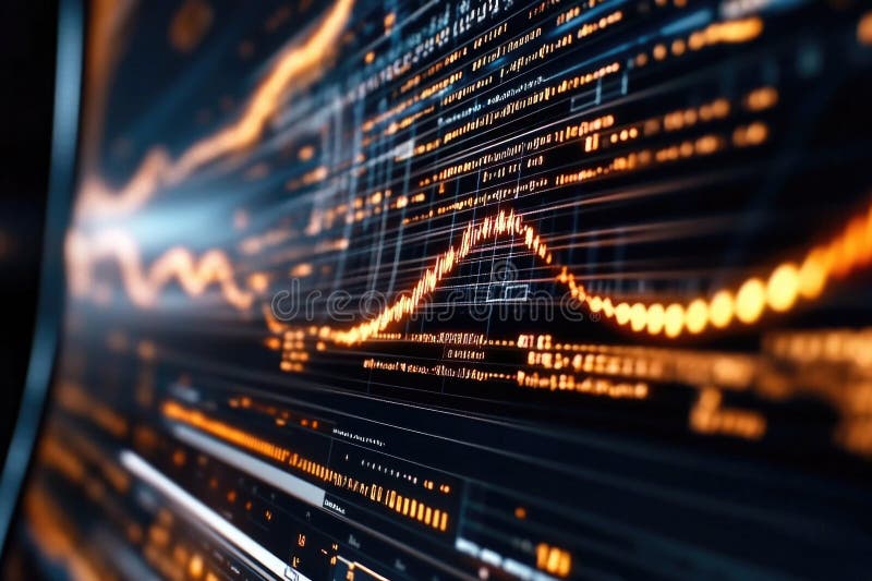 Illuminated Data Visualization Graph with Dynamic Lines and Glowing Digital Patterns Stock ...