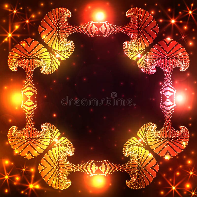 Illuminated Decorative Frame on Dark Orange and Red Gradient Background ...