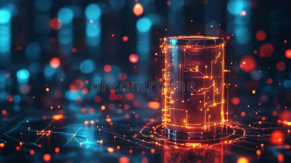 Illuminated Digital Cylinder Representing Data Storage Technology Stock ...