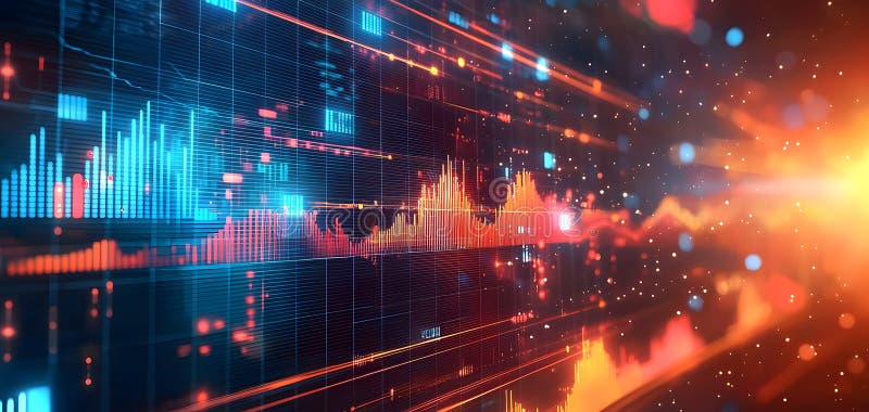 Illuminated Digital Data Visualization Showcasing Dynamic Trends and Multiple Data Patterns ...