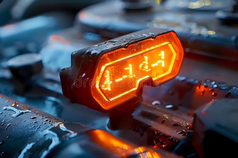 Illuminated Digital Display Panel Glows Brightly on Vehicle Dashboard ...