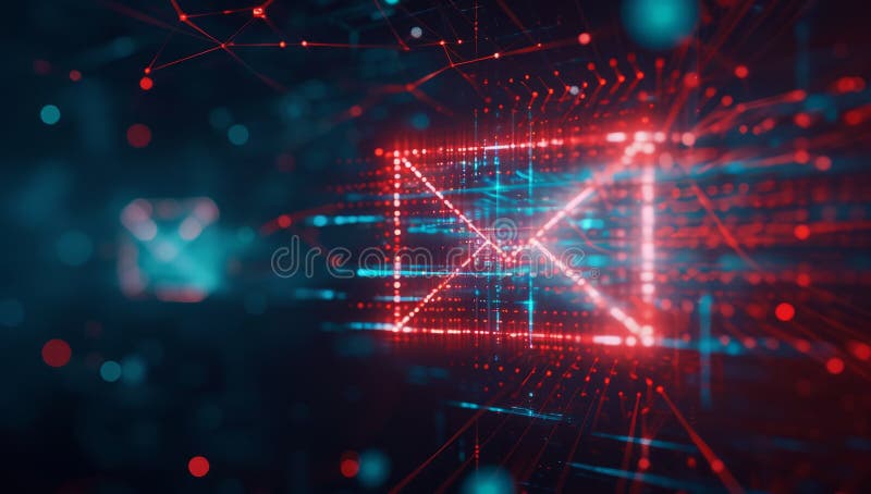 Illuminated Digital Envelope in Data Network Stock Illustration ...
