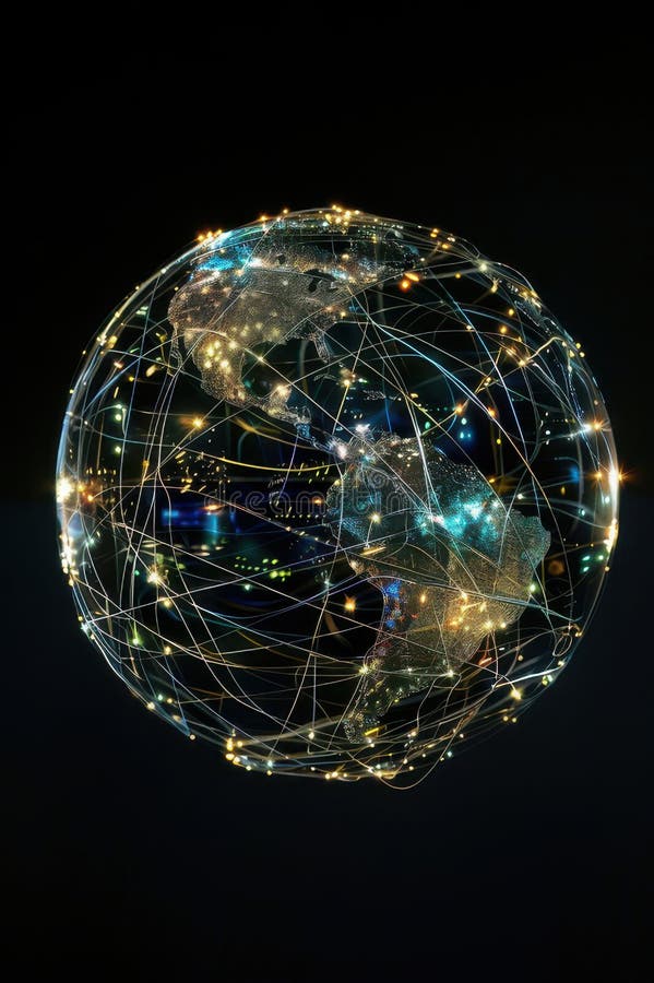 Illuminated Digital Globe Display Showcasing Global Connectivity ...