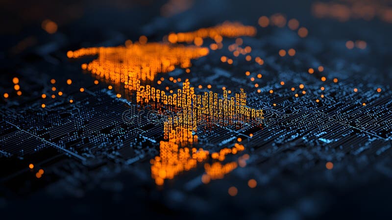 Illuminated Digital Pathways Representing Complex Connections in a ...