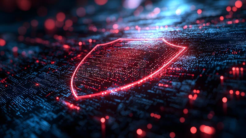Illuminated Digital Shield Symbolizes Cybersecurity Defense in a High ...