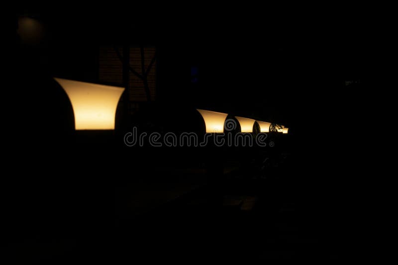 Illuminated Dim Garden Lights in a Row Stock Image - Image of beautiful ...