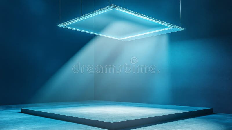 Illuminated Display Platform with Modern Glass Fixture Stock ...