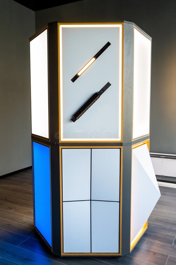 Illuminated Display Stand in a Stretch Ceiling and Lighting Store ...
