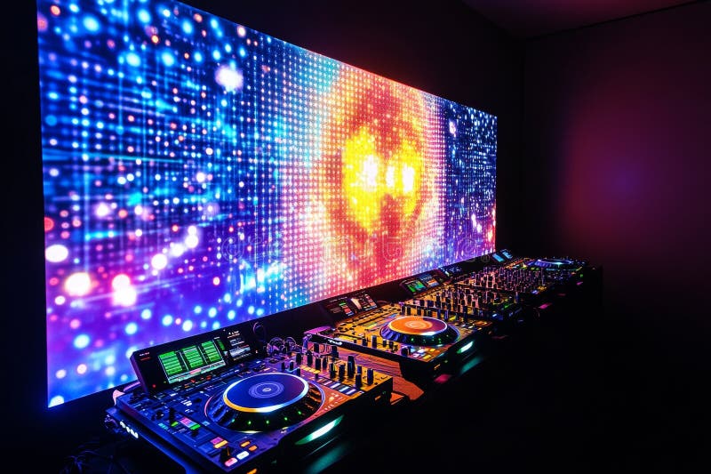 Illuminated DJ Booth Featuring Bright LED Lights and an Engaging ...
