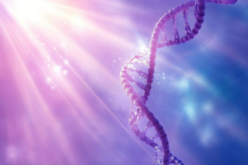 Illuminated DNA Double Helix with Radiant Light Rays in a Vibrant ...