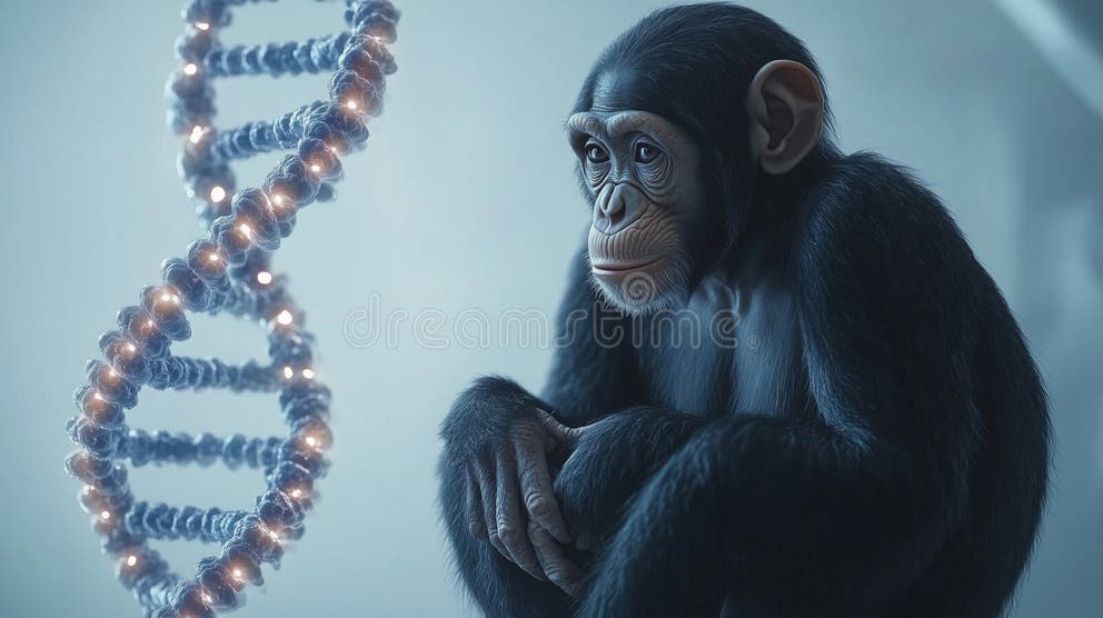 Illuminated DNA Monkey stock illustration. Illustration of code - 356502176
