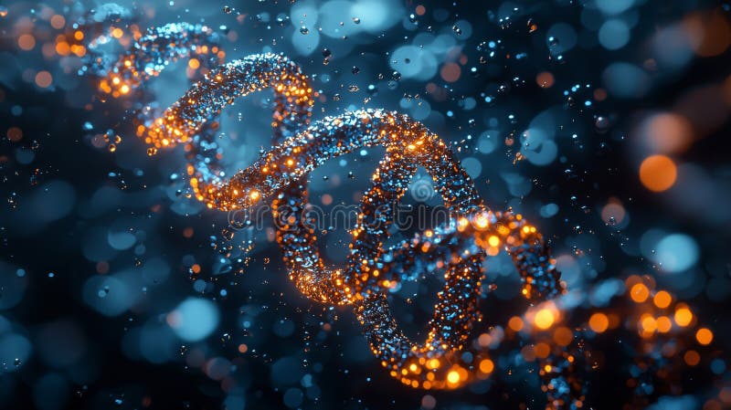 Illuminated DNA Structure with Abstract Light Particles in Motion Stock ...