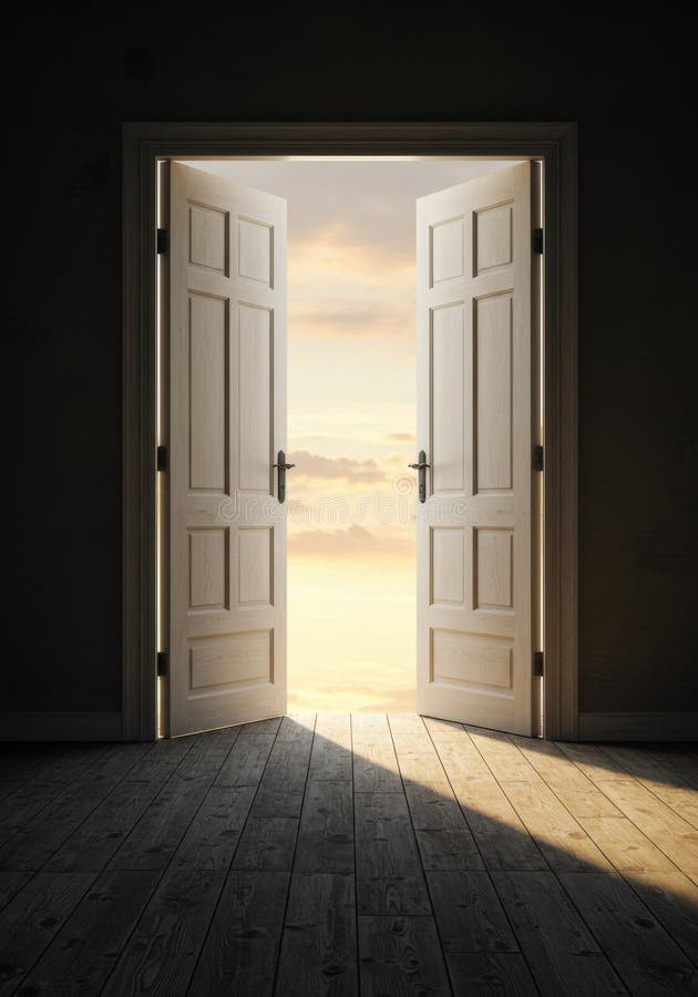 Illuminated Doorway in a Shadowy Interior, Leading To Light Stock ...