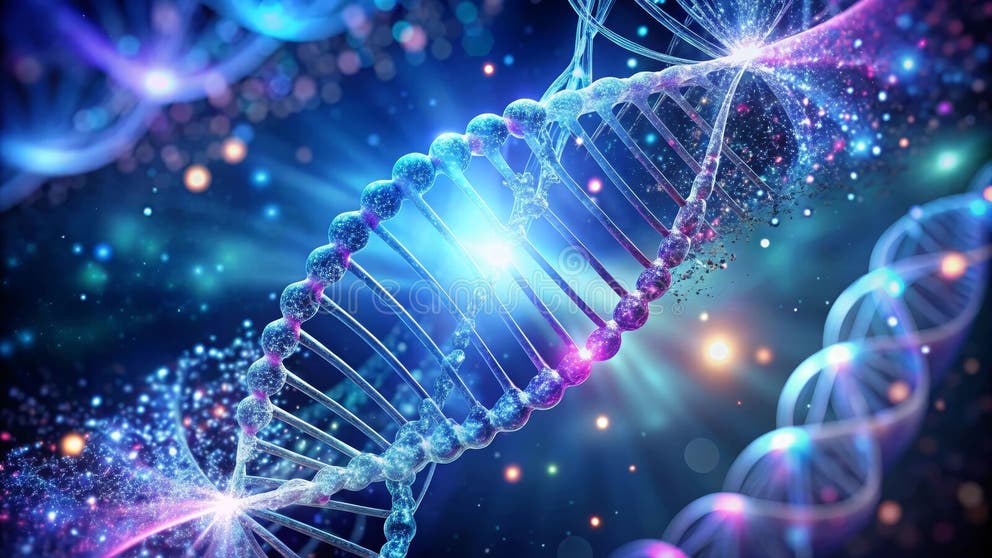 Illuminated Double Helix a Glowing Representation of Genetic Code ...