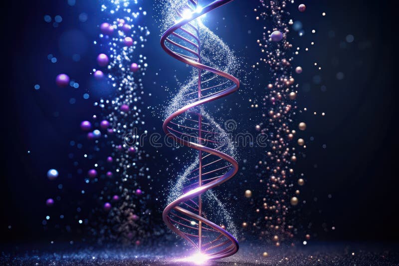 Illuminated Double Helix a Radiant Spiral of Genetic Code, Shimmering ...