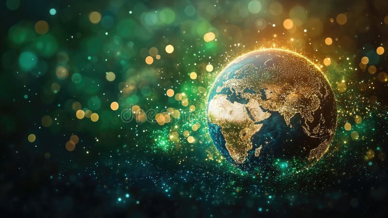 Illuminated Earth in Cosmic Glow Amidst Starry Backdrop Stock Photo ...