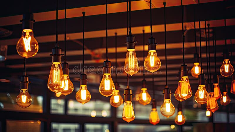 Illuminated edison lights stock illustration. Illustration of cascading ...