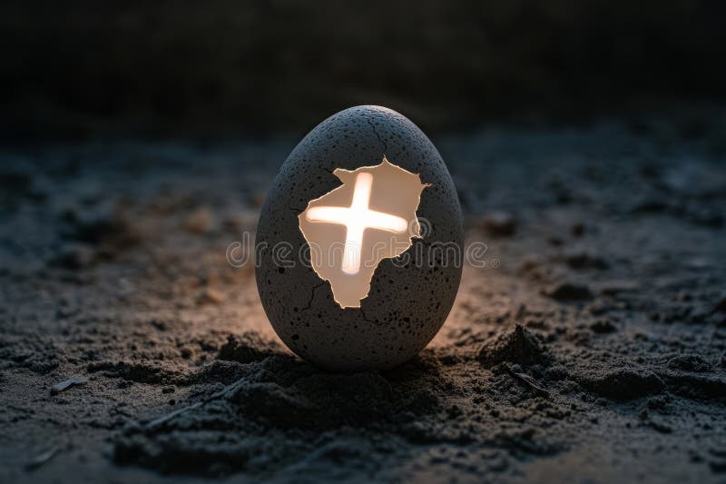 Illuminated Egg with Cross Cutout Symbolizing New Beginnings and ...