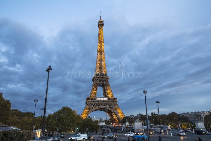 Illuminated Eiffel Tower in the Evening, Paris Editorial Image - Image ... Illuminated Eiffel Tower in the Evening, Paris Editorial Image - Image ...