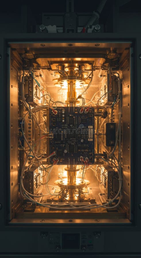 Illuminated Electronic Circuit Board Inside Metal Device Stock ...