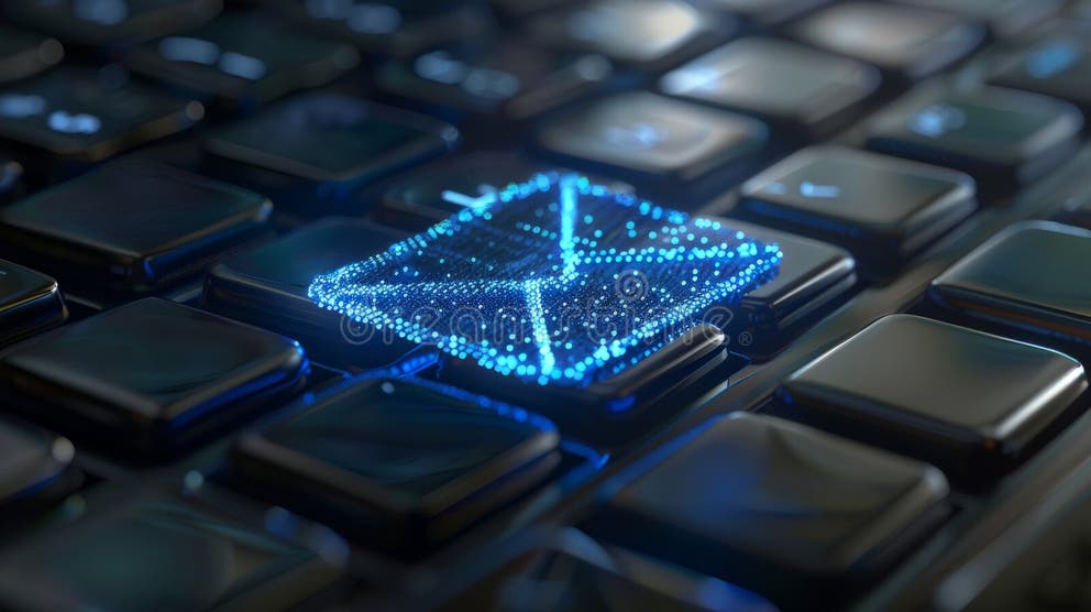 Illuminated Email Icon on a Computer Keyboard Stock Illustration ...