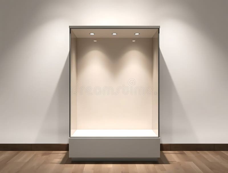 Illuminated Empty Glass Display Case in a Museum Setting for Exhibits ...