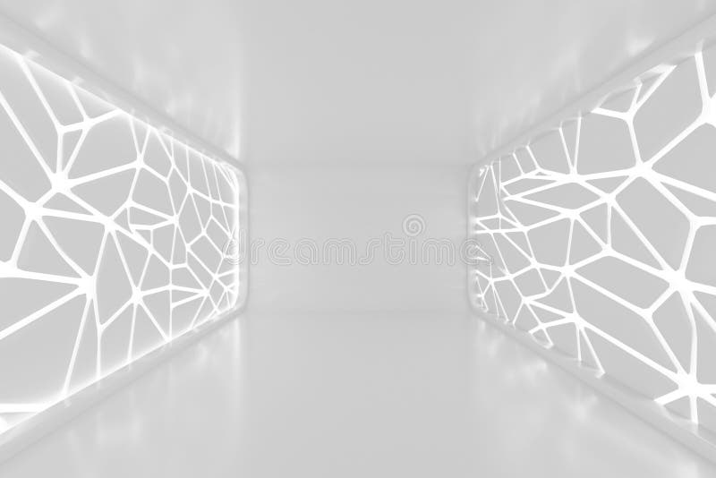 Illuminated Empty Open Space, Corridor or Room Interior, White Abstract ...