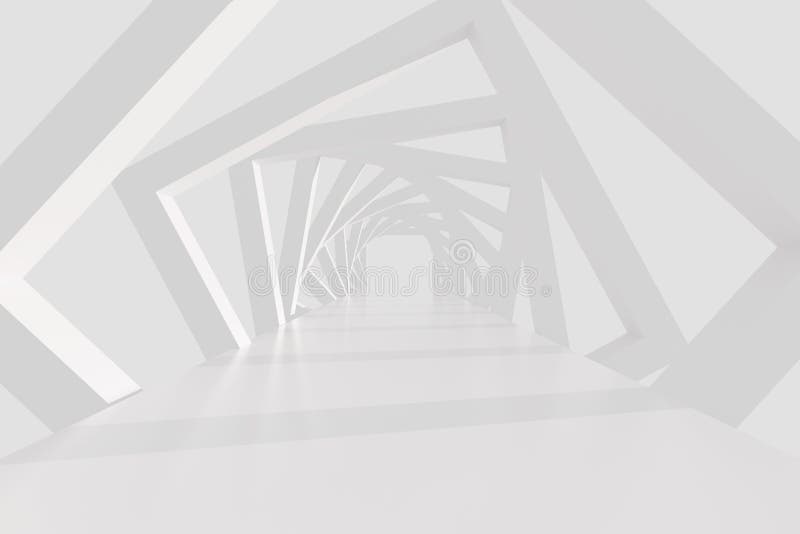 Illuminated Empty Open Space, Corridor or Room Interior, White Abstract ...