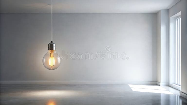Illuminated Empty Room with a Single Pendant Light. Generative AI Stock ...